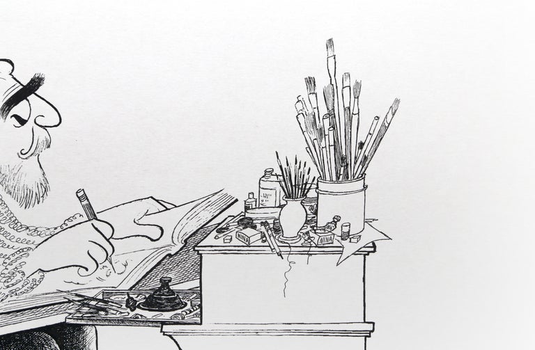 Albert Al Hirschfeld - Self Portrait in a Barber Chair by Al Hirschfeld ...