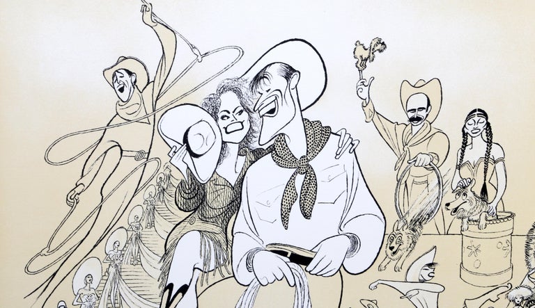 Albert Al Hirschfeld - Will Rogers, Caricature Lithograph by Al ...