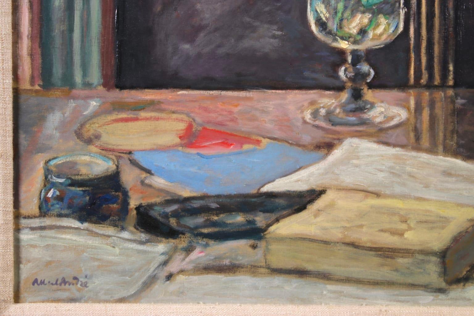 Albert Andre - Roses dans un verre - Post Impressionist Oil, Still Life ...