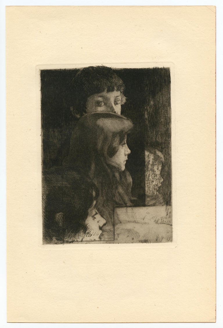 Albert Besnard - "Une famille" original etching For Sale at 1stDibs