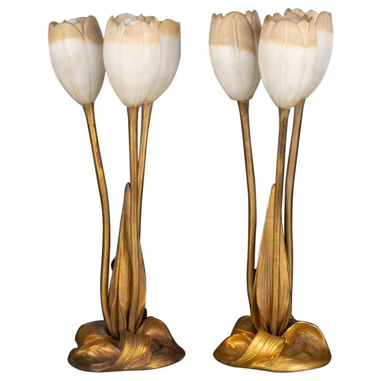 Albert Cheuret Table Lamps "Tulips" at 1stDibs