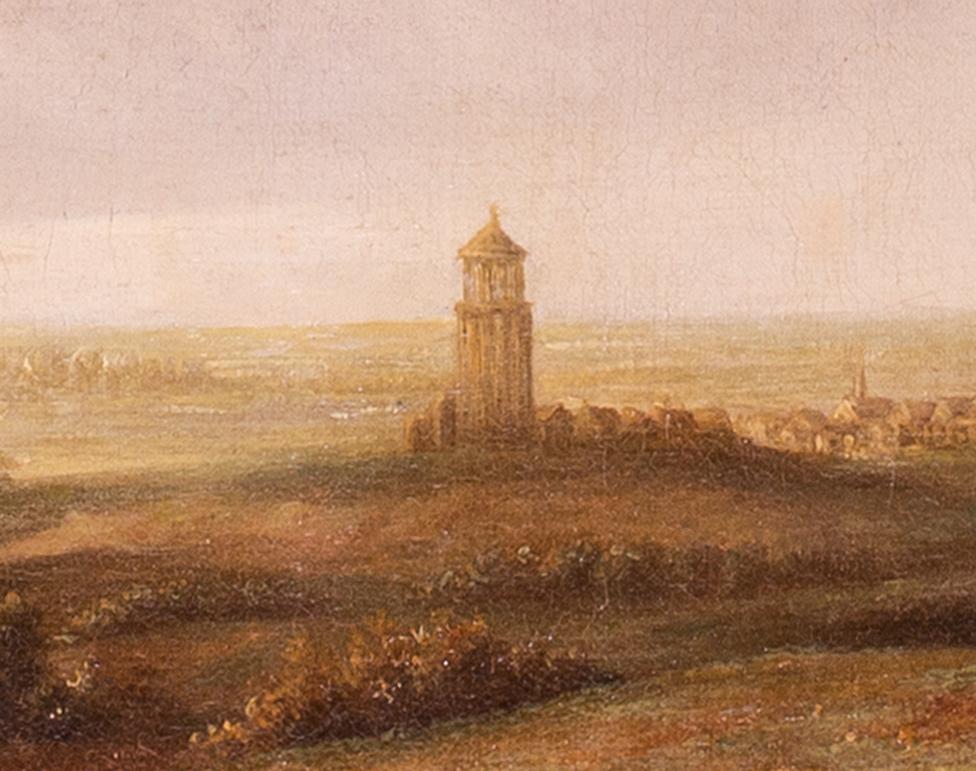 Dutch Old Master landscape oil painting, 'A rest on the road to market ...