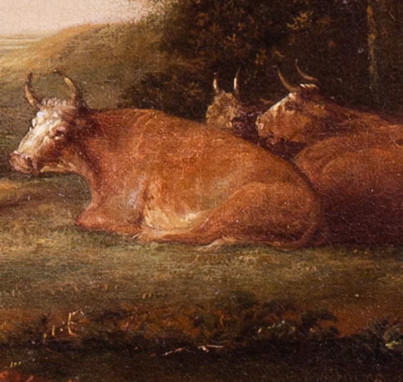 Dutch Old Master landscape oil painting, 'A rest on the road to market ...