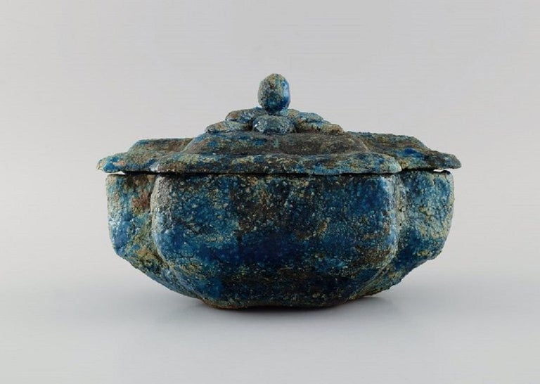 Albert Dahan for Vallauris, Unique Lidded Box in Glazed Stoneware, Ca ...