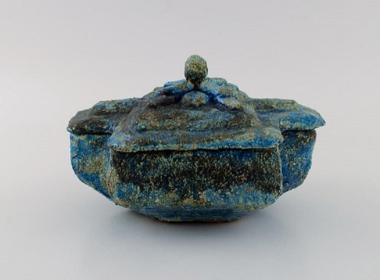 Albert Dahan for Vallauris, Unique Lidded Box in Glazed Stoneware, Ca ...