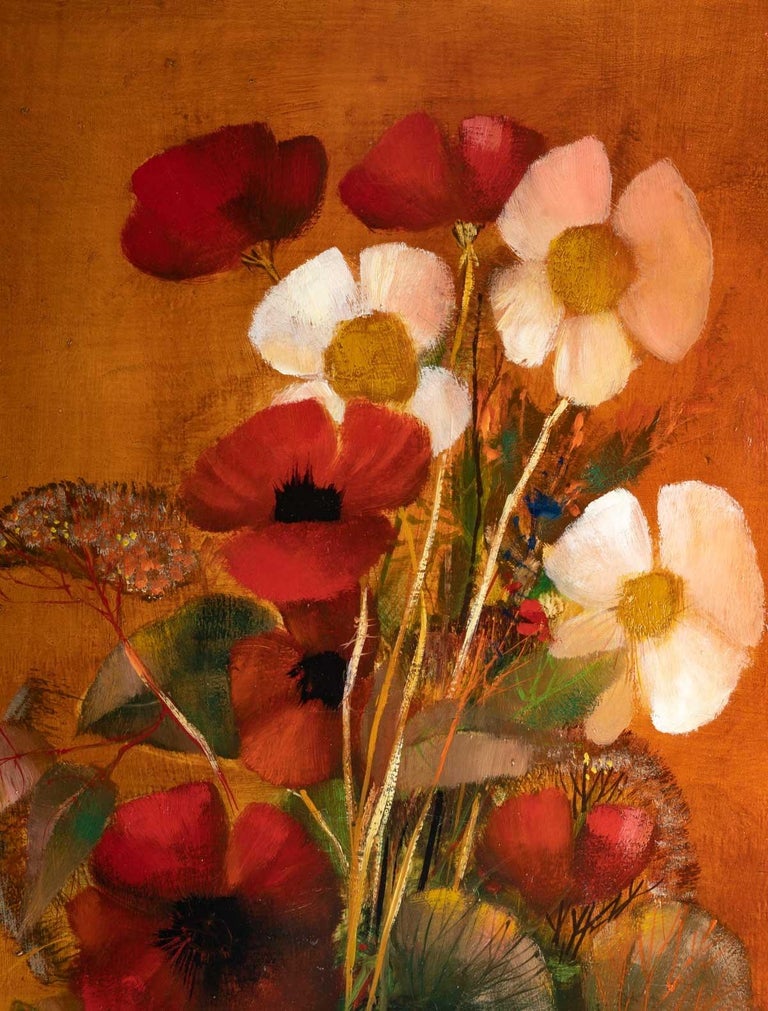 Albert Deman, Still Life On Red Background For Sale at 1stDibs