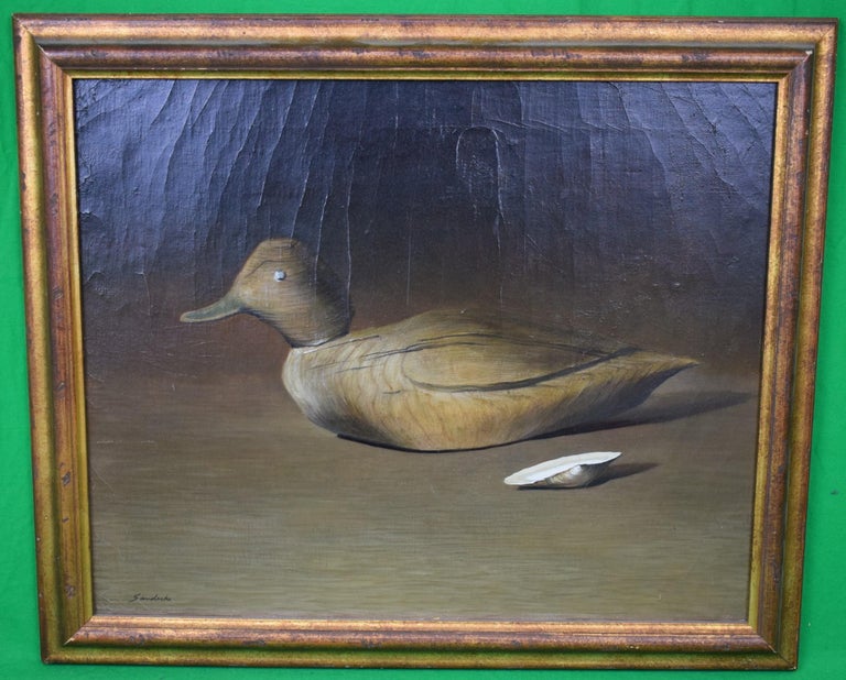 Albert Edward Sandecki - "Golden Eye Decoy" Oil on Linen by Albert ...