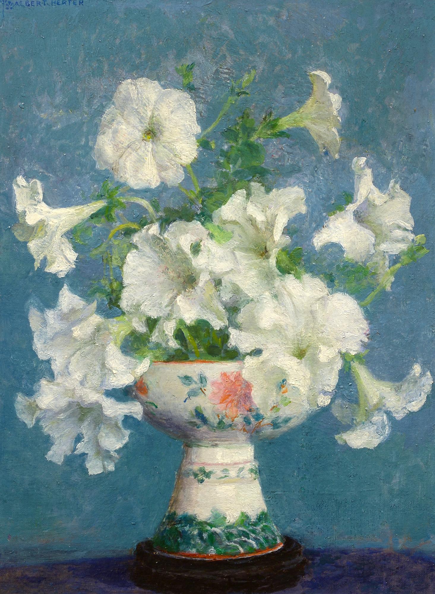 Albert Herter - White Petunias, Floral Still Life, Impressionism ...