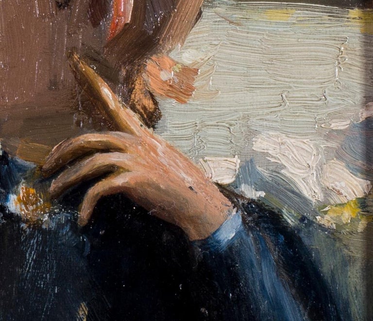 Albert Lynch - Small Impressionist painting, Lady in a hat, by Peruvian ...