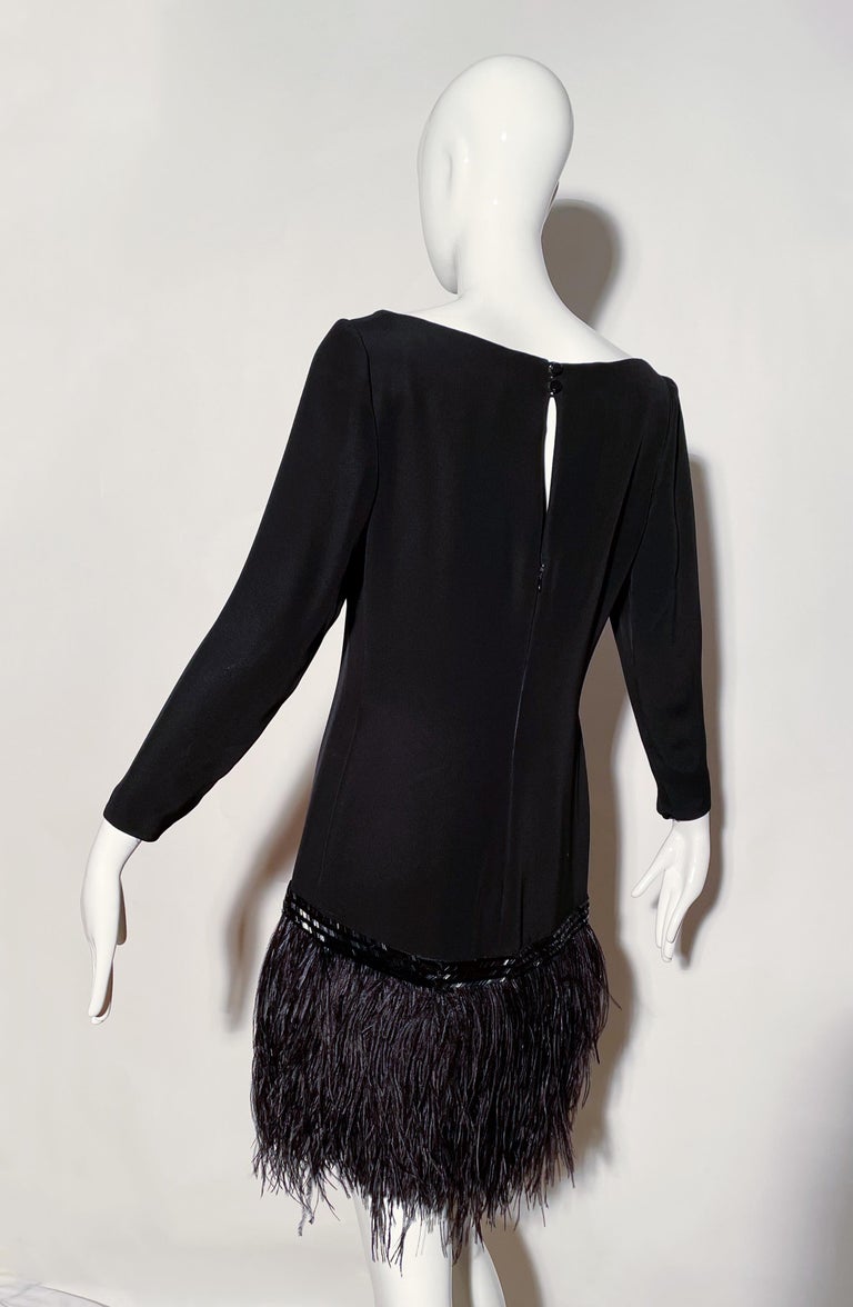 Albert Nipon Ostrich Feather Dress For Sale at 1stDibs
