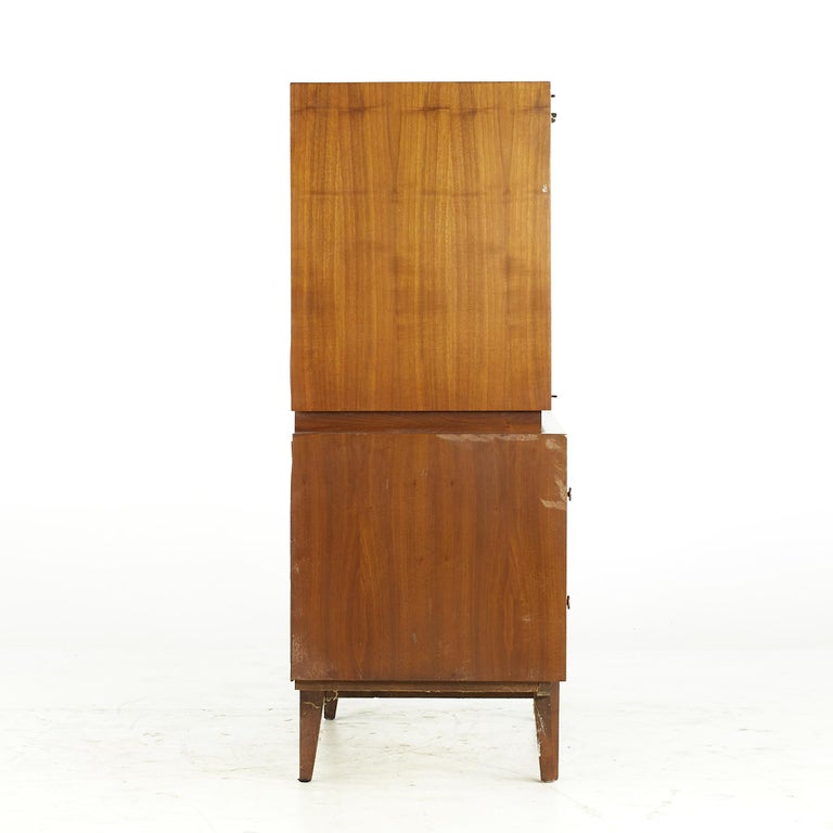 Albert Parvin American Martinsville MCM Walnut Brass Highboy Gentlemen ...