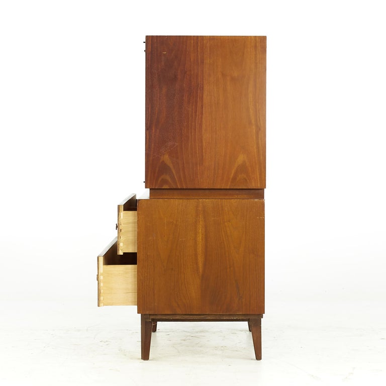 Albert Parvin American Martinsville MCM Walnut Brass Highboy Gentlemen ...