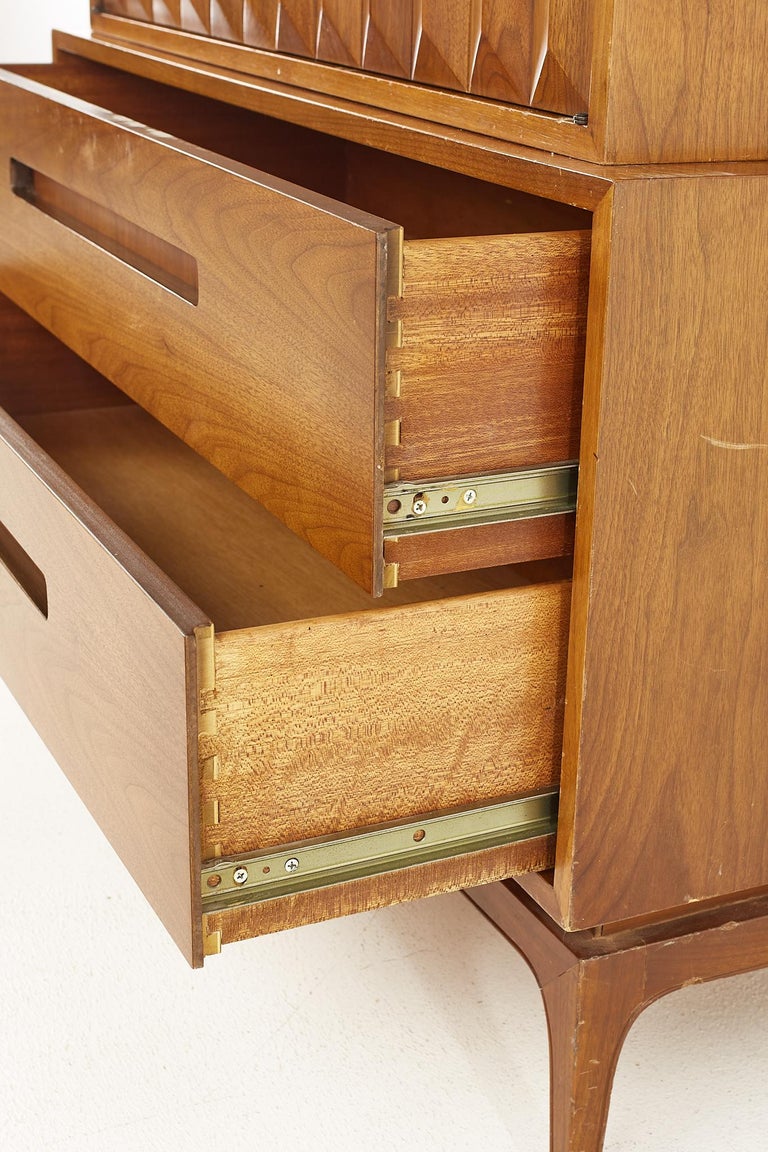 Albert Parvin American Martinsville Style MCM Diamond Walnut Armoire ...