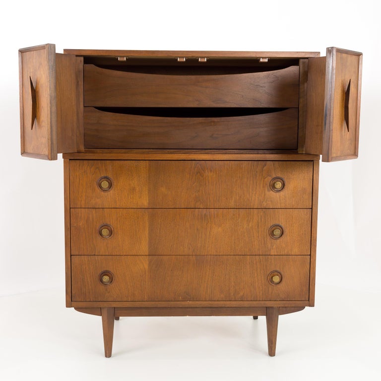 Albert Parvin for American of Martinsville Mid Century Diamond Highboy ...