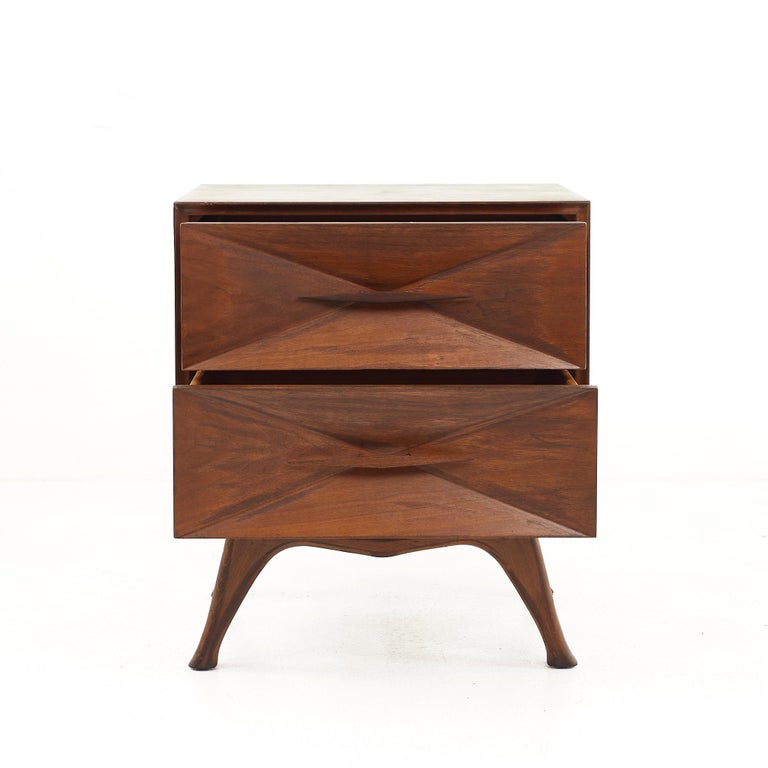 Albert Parvin Mid-Century Walnut Nightstand at 1stDibs