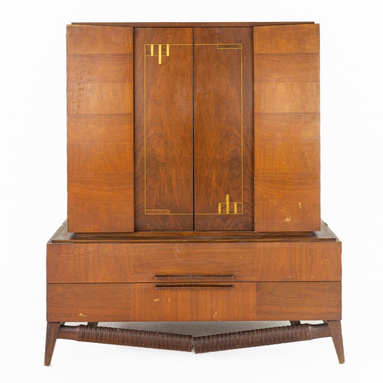 Albert Parvin Style Mid Century Walnut Highboy Dresser Gentlemans Chest ...