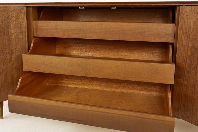 Albert Parvin Style Mid Century Walnut Sideboard Credenza Lowboy ...