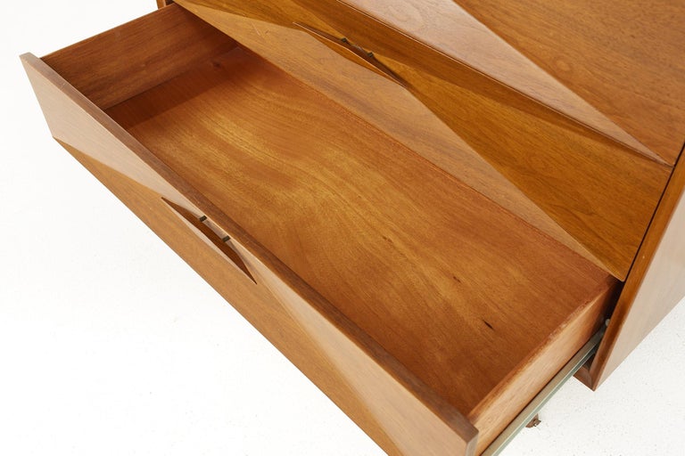 Albert Parvin Style Roma Mid Century Sculpted Walnut Highboy Dresser at ...