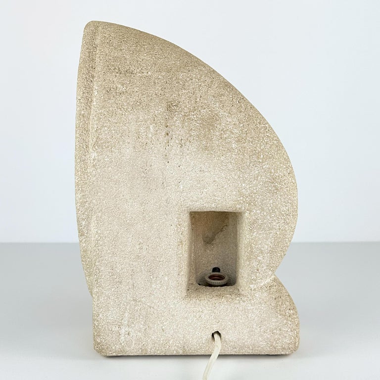 Albert Tormos Carved Limestone Table Lamp For Sale at 1stDibs