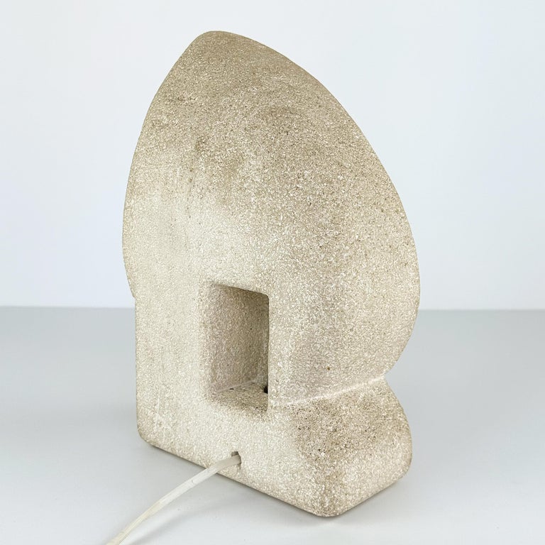 Albert Tormos Carved Limestone Table Lamp For Sale at 1stDibs