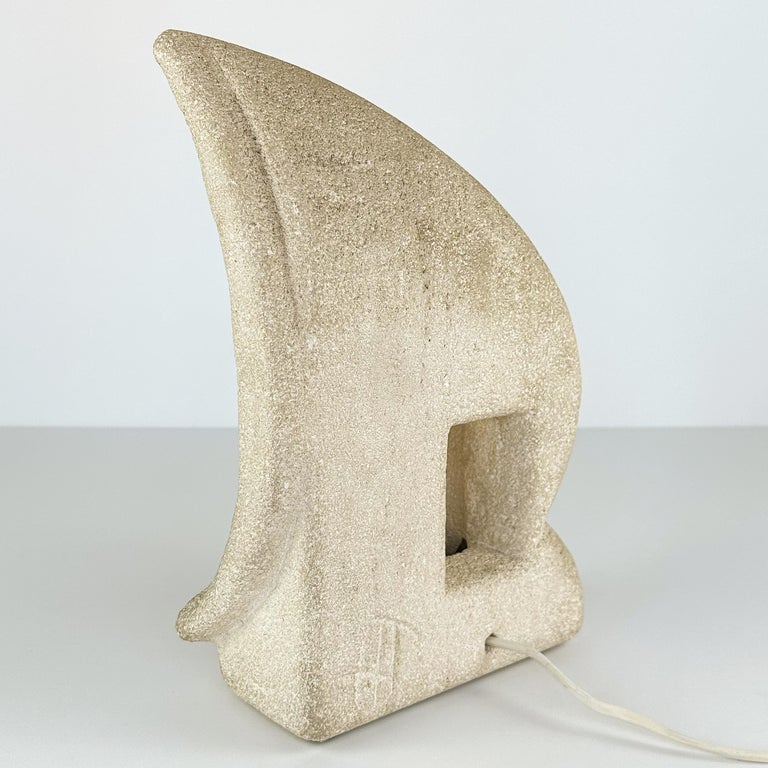 Albert Tormos Carved Limestone Table Lamp For Sale at 1stDibs