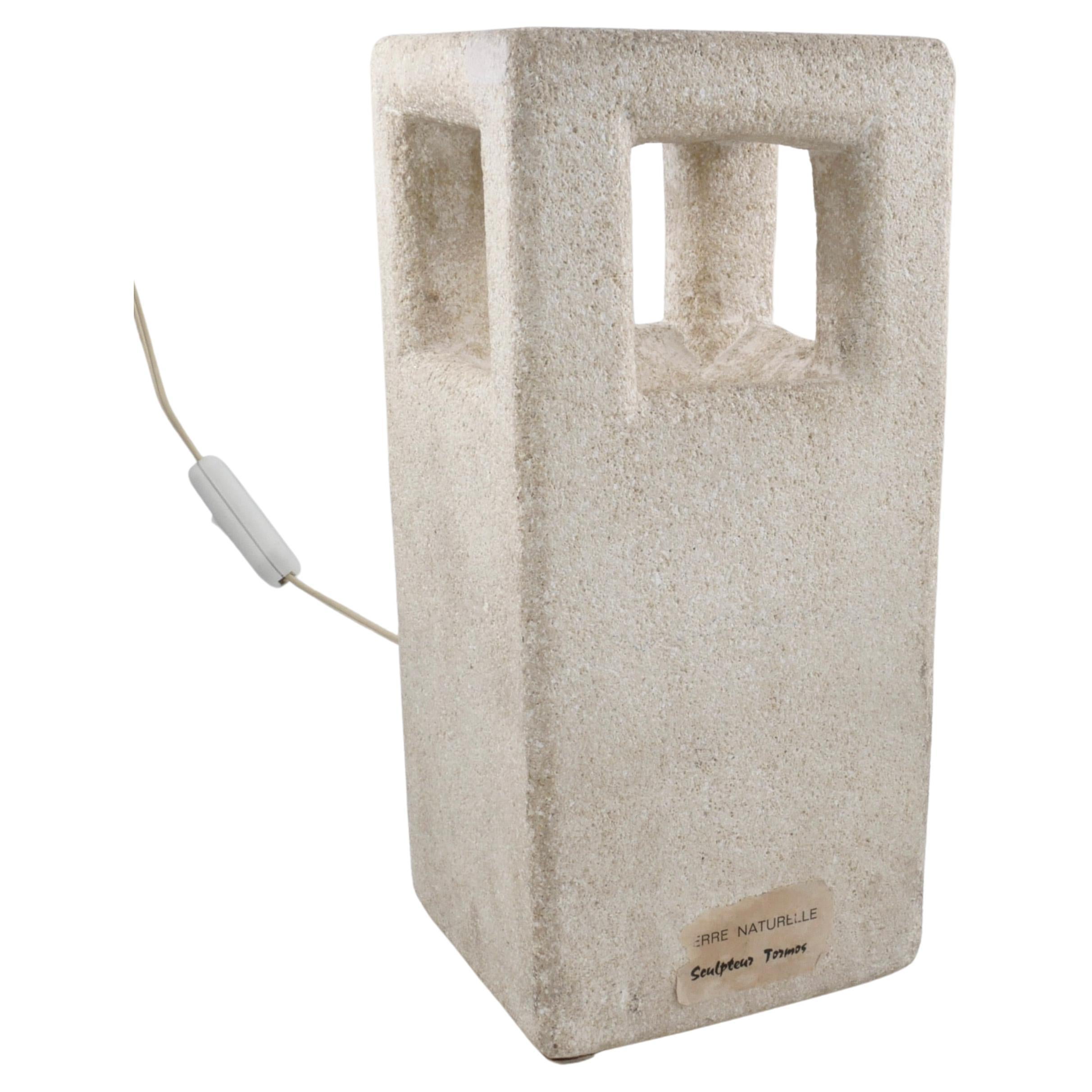 Albert Tormos Carved Face Lamp For Sale at 1stDibs