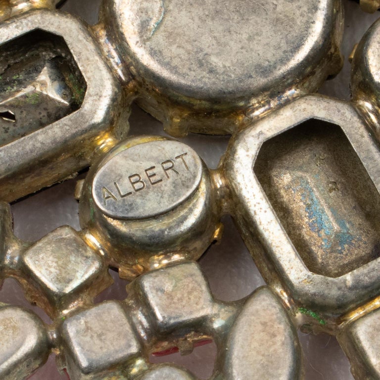 Albert Weiss 1930s Oversized Ruby Red and Pink Jeweled Pin Brooch at ...