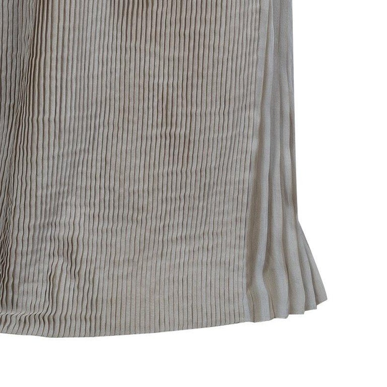 Alberta Ferretti Beige Silk Pleated Pintuck Detail Sleeveless Gown M ...
