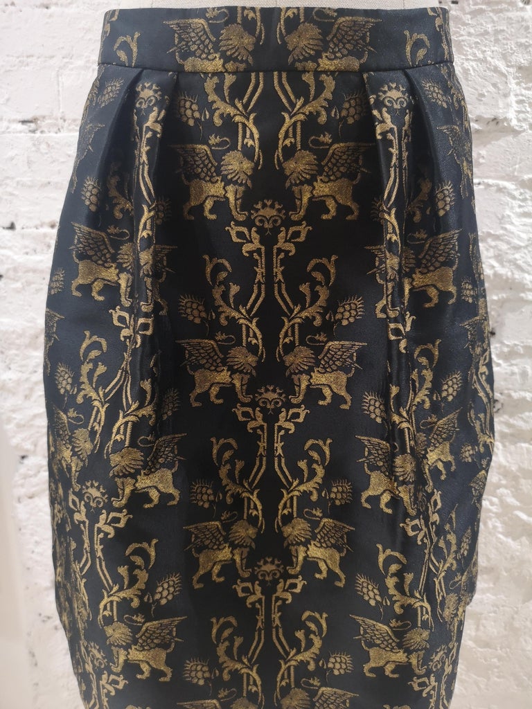 Alberta Ferretti black lions skirt NWOT at 1stDibs