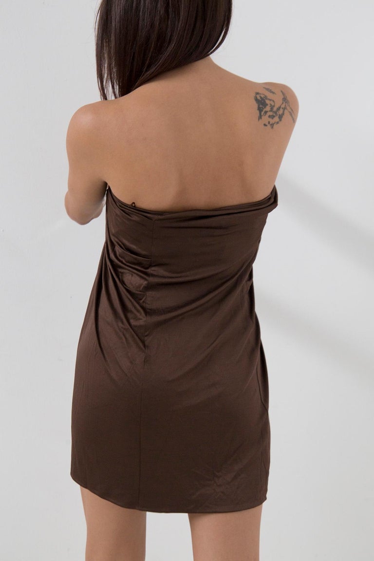 Alberta Ferretti Short Brown Dress For Sale at 1stDibs