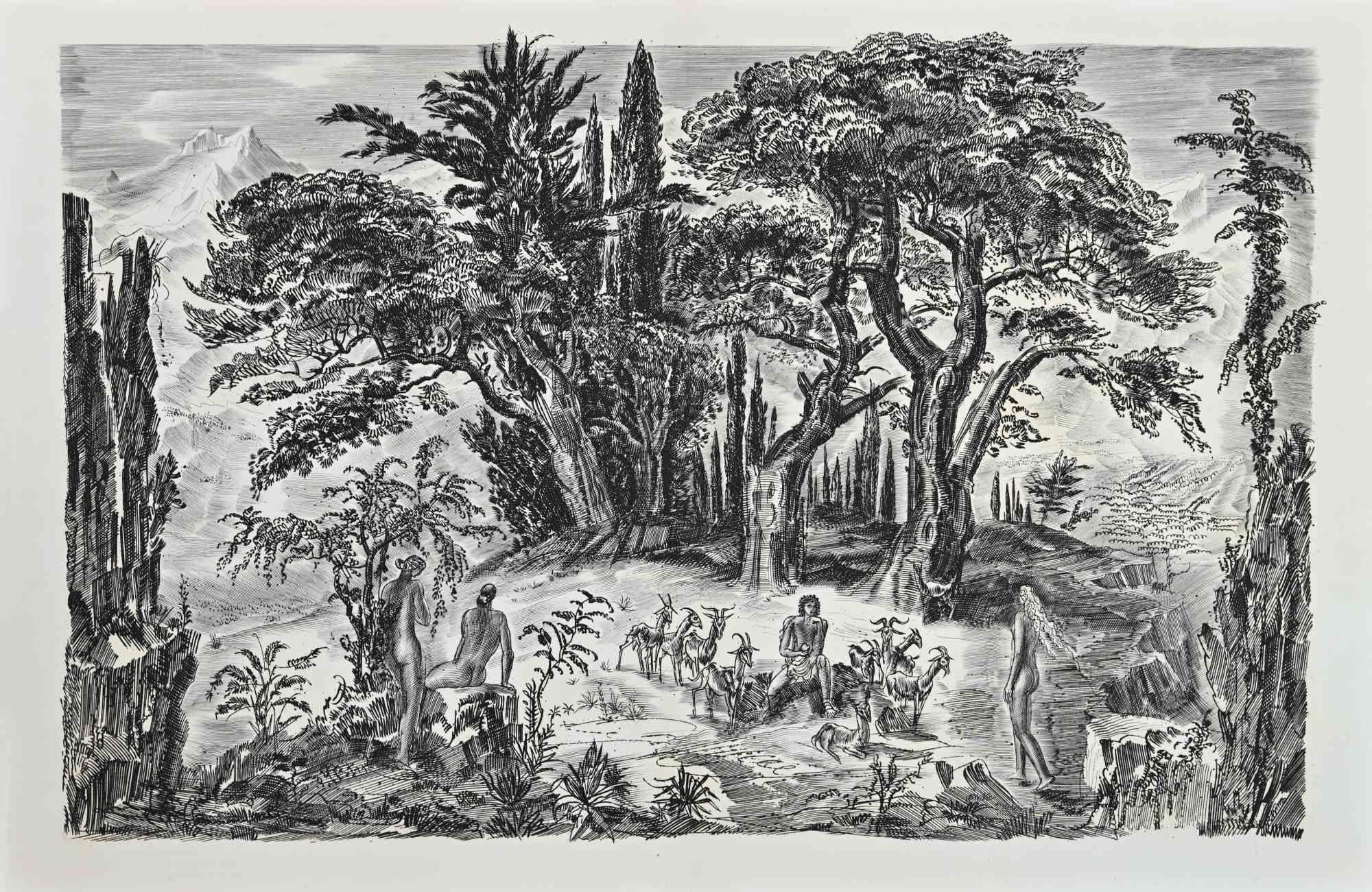 Albert Decaris – Cityscape Bleistiftzeichnung Mitte des 20 ...