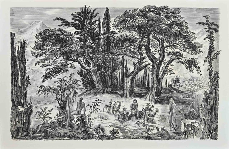 Albert Decaris - Landscape - Original Etching by Albert Decaris - Mid ...