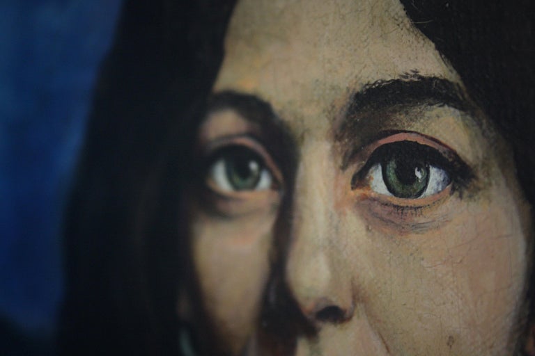 Alberto Abate 1973 Italian Oil on Canvas Portrait of Lady Cavern Sea at ...