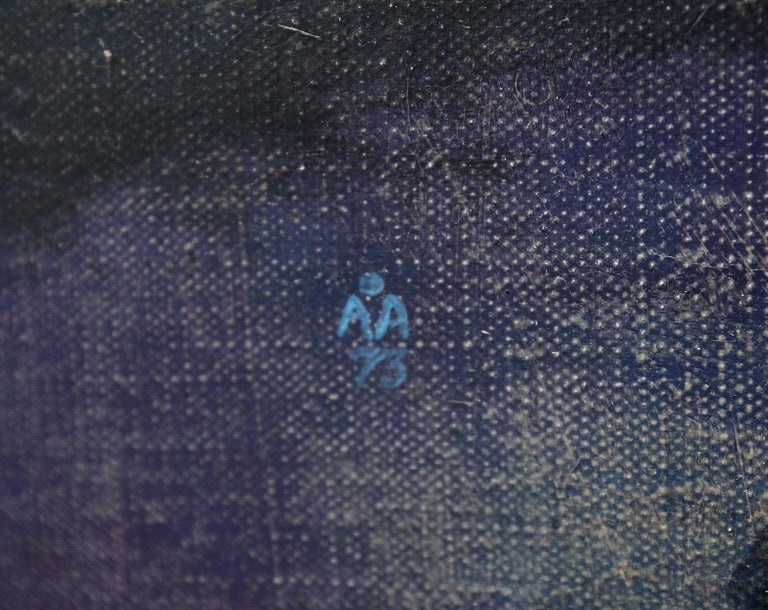 Alberto Abate 1973 Italian Oil on Canvas Portrait of Lady Cavern Sea at ...