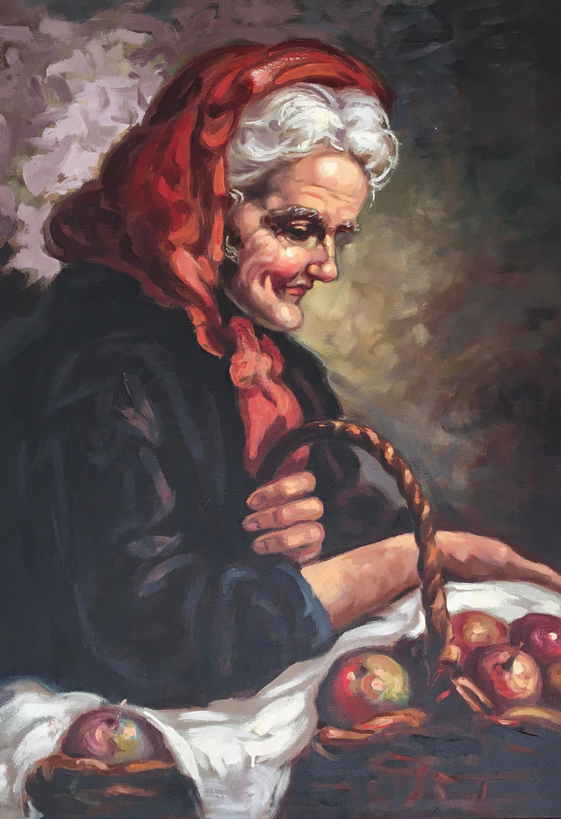 Alberto Cecconi - Old woman and her fruit basket For Sale at 1stDibs ...