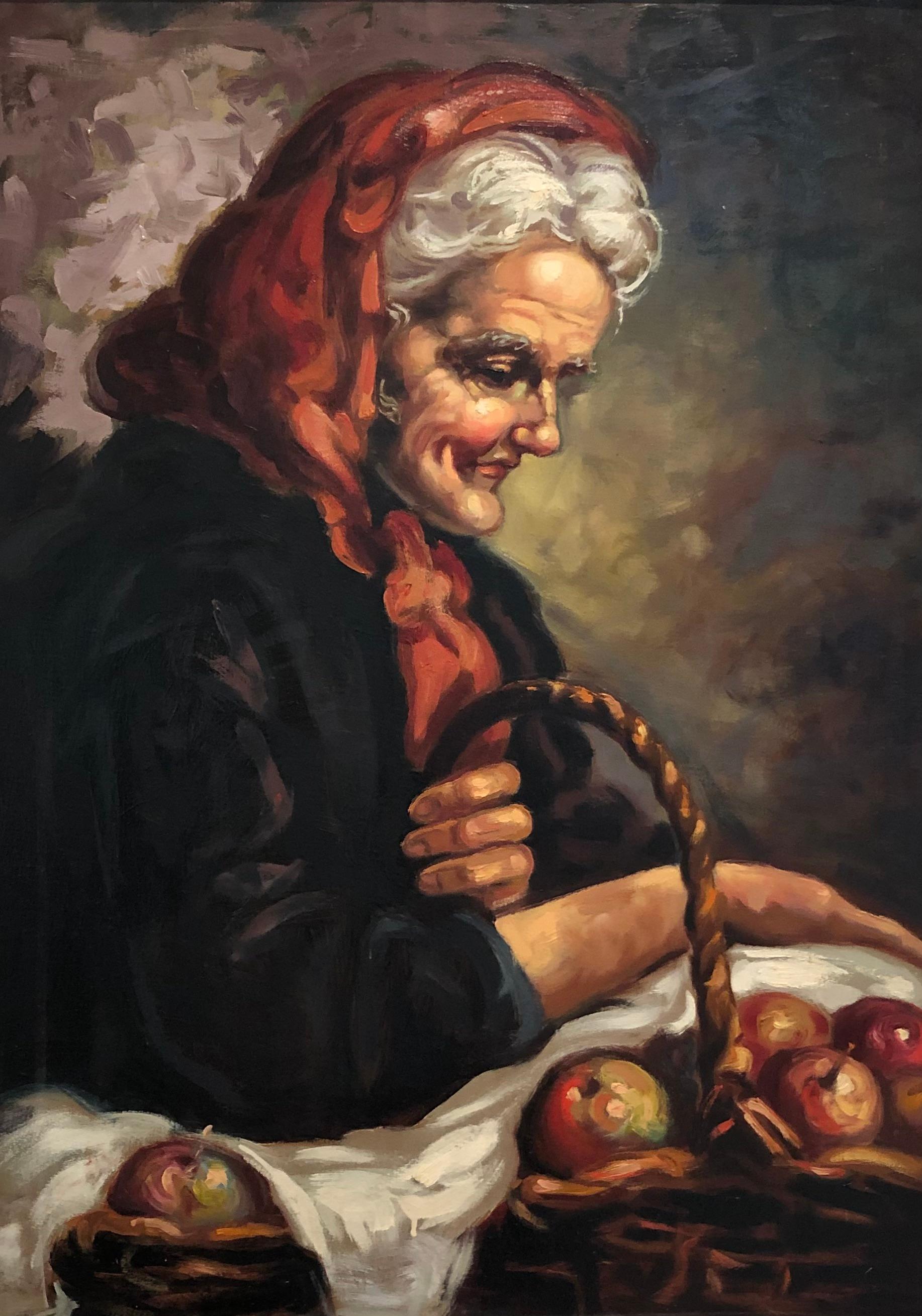 Alberto Cecconi - Old woman with a basket of apples For Sale at 1stDibs ...