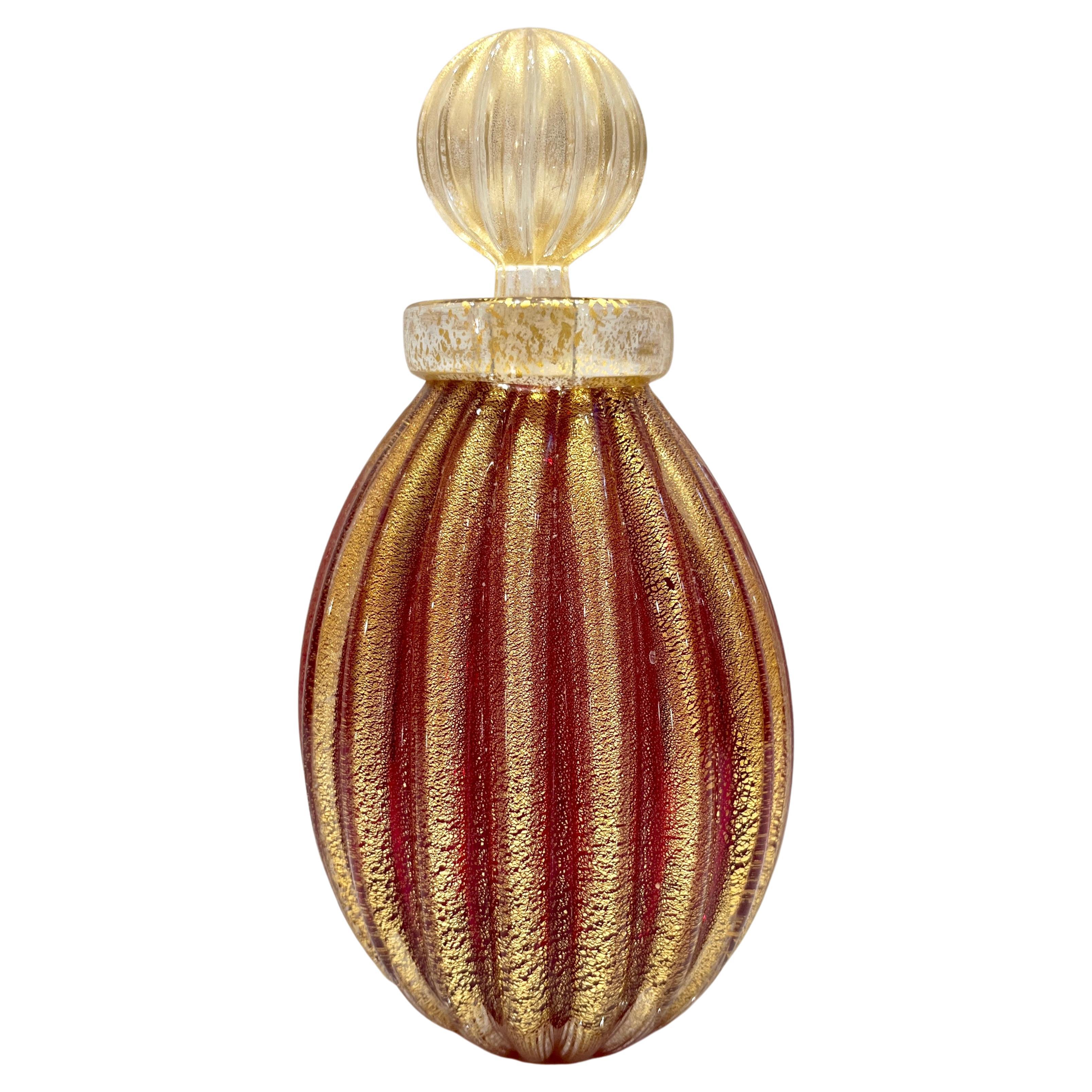 Alberto Donà 1970s Vintage Italian Crystal Gold Ruby Red Murano Glass ...