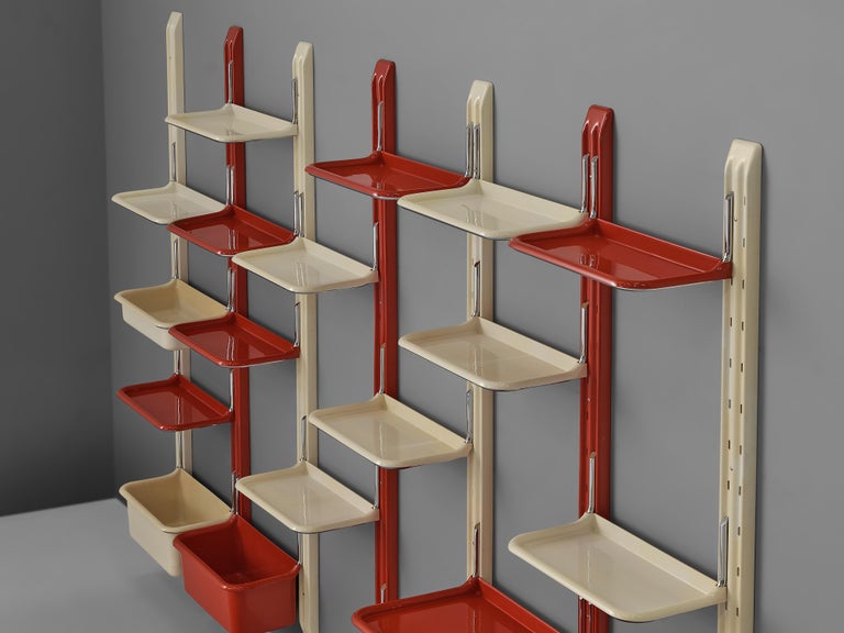Alberto Rosselli Large White and Red Wall-Unit ‘Speedy’ For Sale at 1stDibs