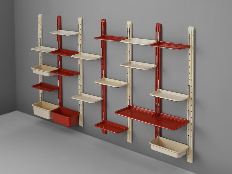 Alberto Rosselli Large White and Red Wall-Unit ‘Speedy’ For Sale at 1stDibs