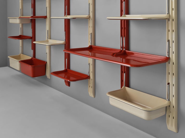 Alberto Rosselli Large White and Red Wall-Unit ‘Speedy’ For Sale at 1stDibs