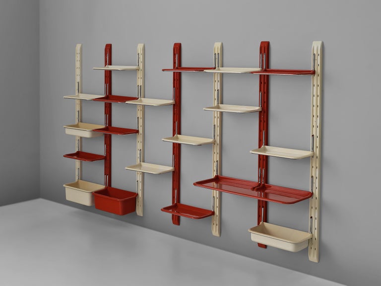 Alberto Rosselli Large White and Red Wall-Unit ‘Speedy’ For Sale at 1stDibs