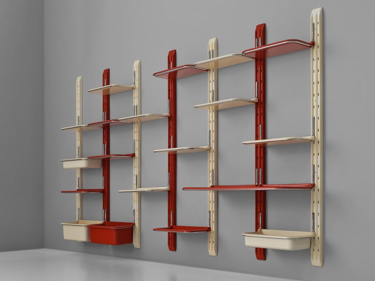 Alberto Rosselli Large White and Red Wall-Unit ‘Speedy’ For Sale at 1stDibs