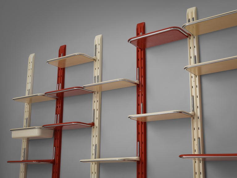 Alberto Rosselli Large White and Red Wall-Unit ‘Speedy’ For Sale at 1stDibs