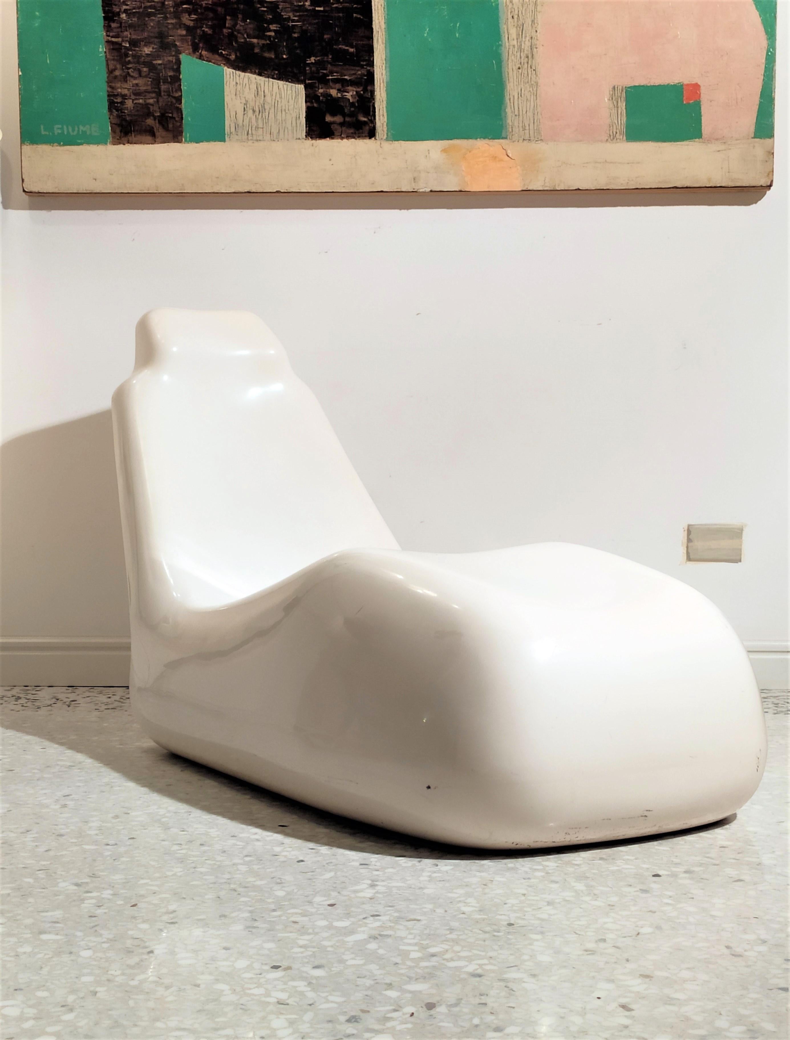 Midcentury White Lounge Chair "Moby Dick" by Alberto Rosselli for ...
