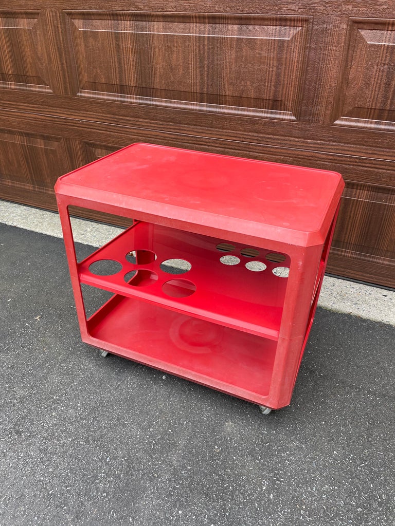 Alberto Roselli for Kartell Red Bar Cart / Drink Trolley For Sale at ...