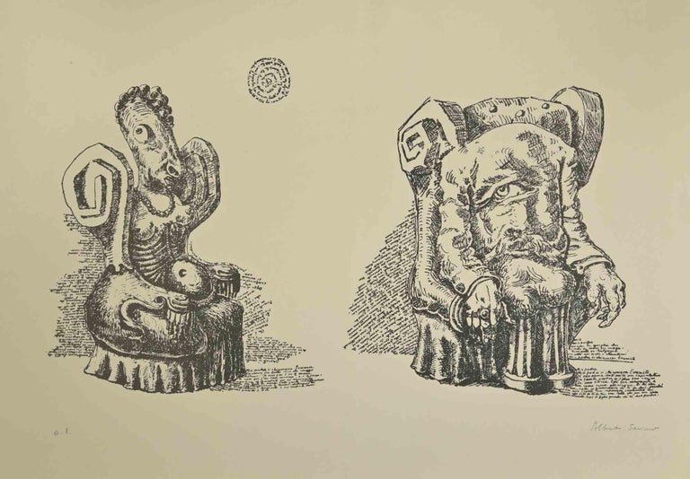 Alberto Savinio - My Parents - Lithograph by Alberto Savinio - 1947 For ...