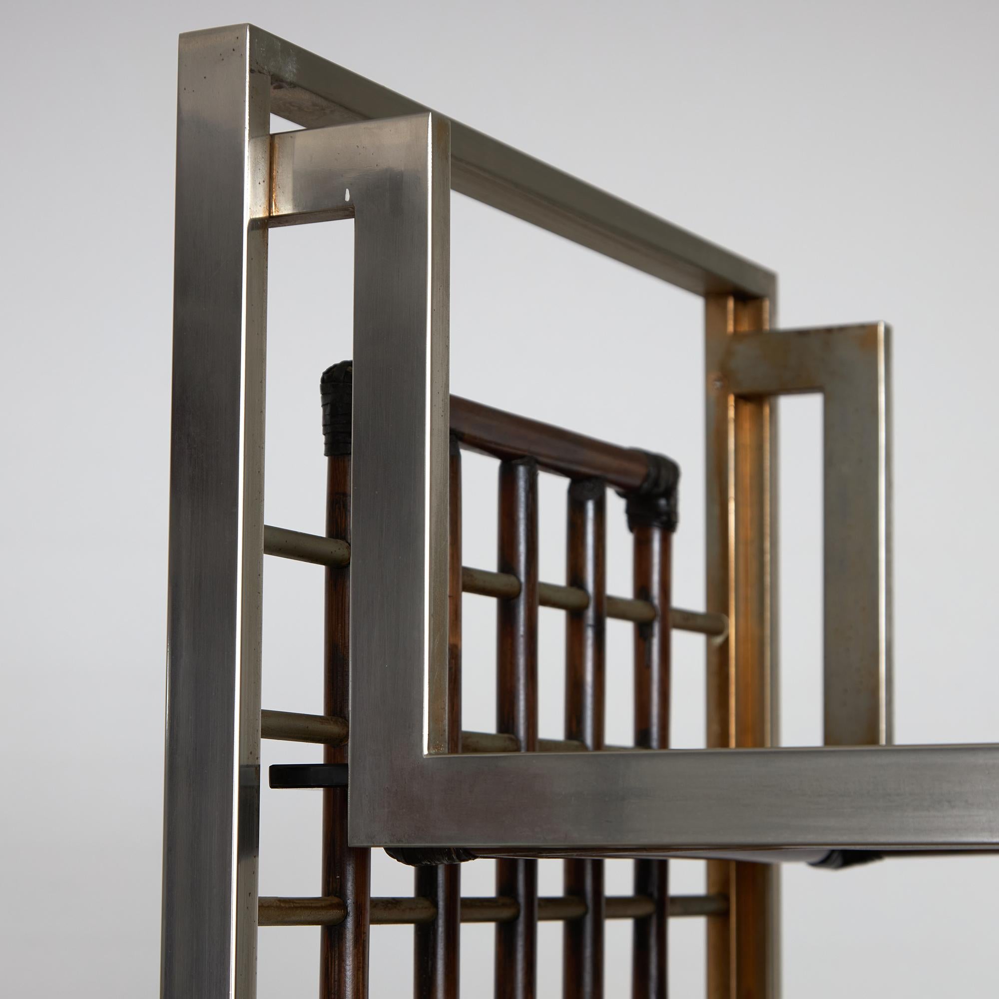 Alberto Smania Chrome and Bamboo Shelving System, 1967 For Sale at 1stDibs