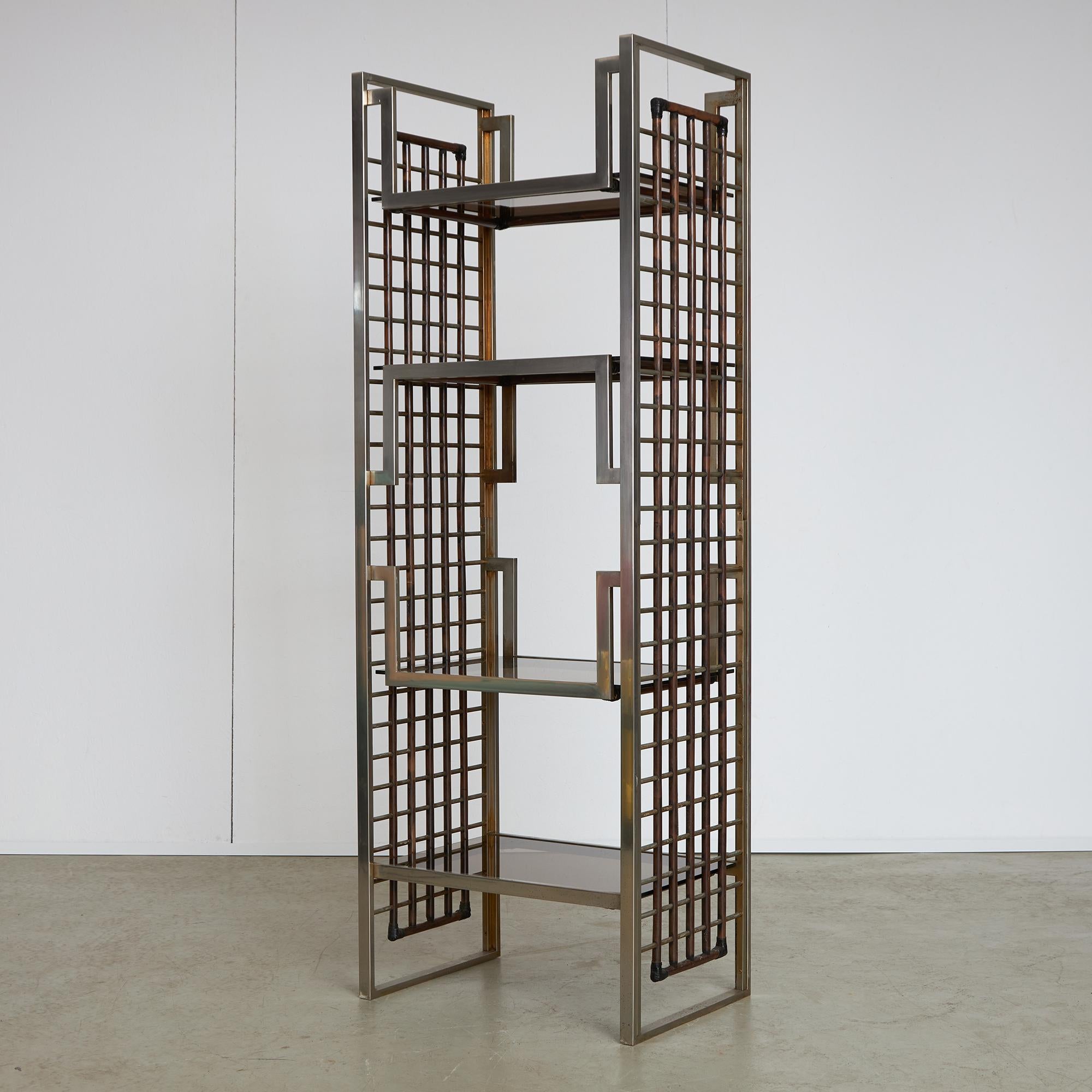 Alberto Smania Chrome and Bamboo Shelving System, 1967 For Sale at 1stDibs