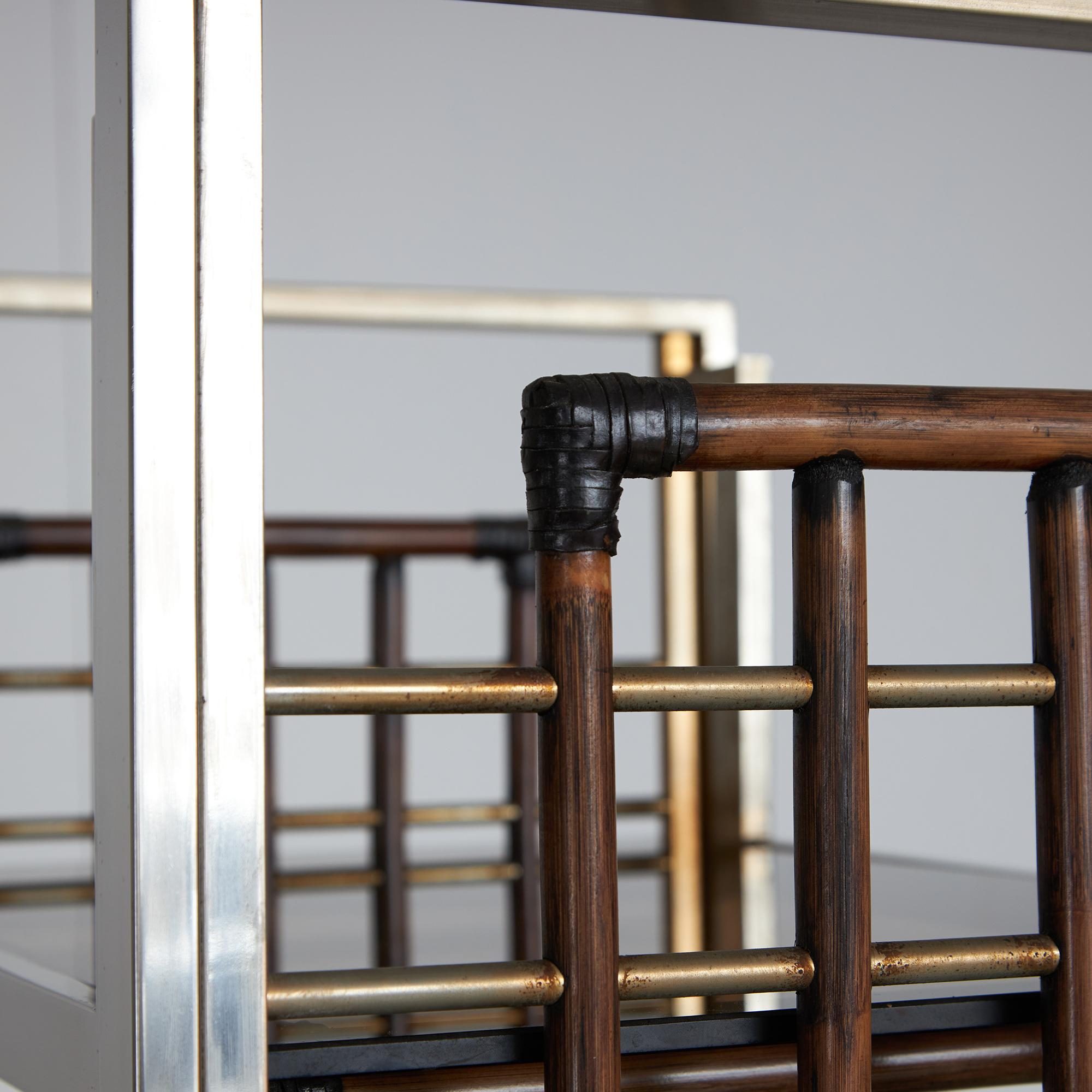 Alberto Smania Chrome and Bamboo Shelving System, 1967 For Sale at 1stDibs