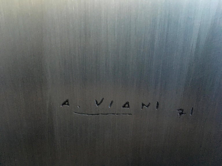 Alberto Viani - 1971 Aluminium Engraved Painting Abstract Figure by ...